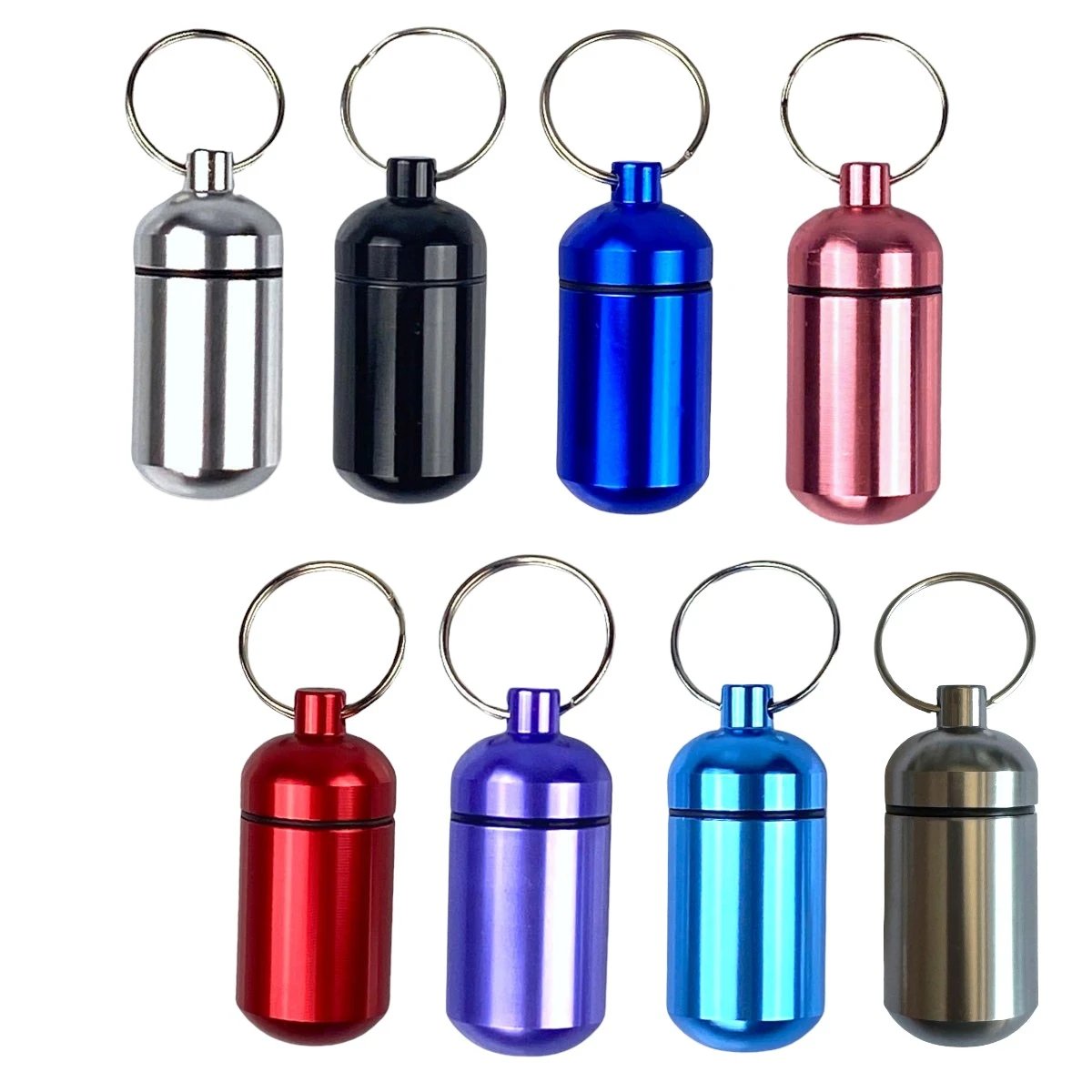 Pill box key ring with screw cap with plenty of storage space in many